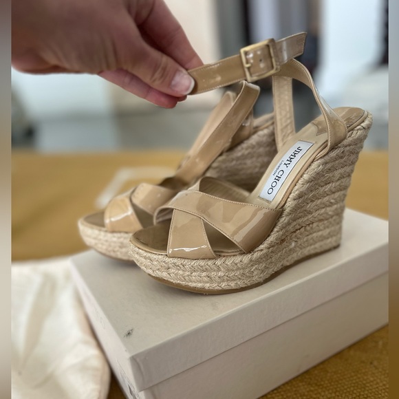 Jimmy Choo | Shoes | Jimmy Choo Phoenix Wedge Paton Nude | Poshmark